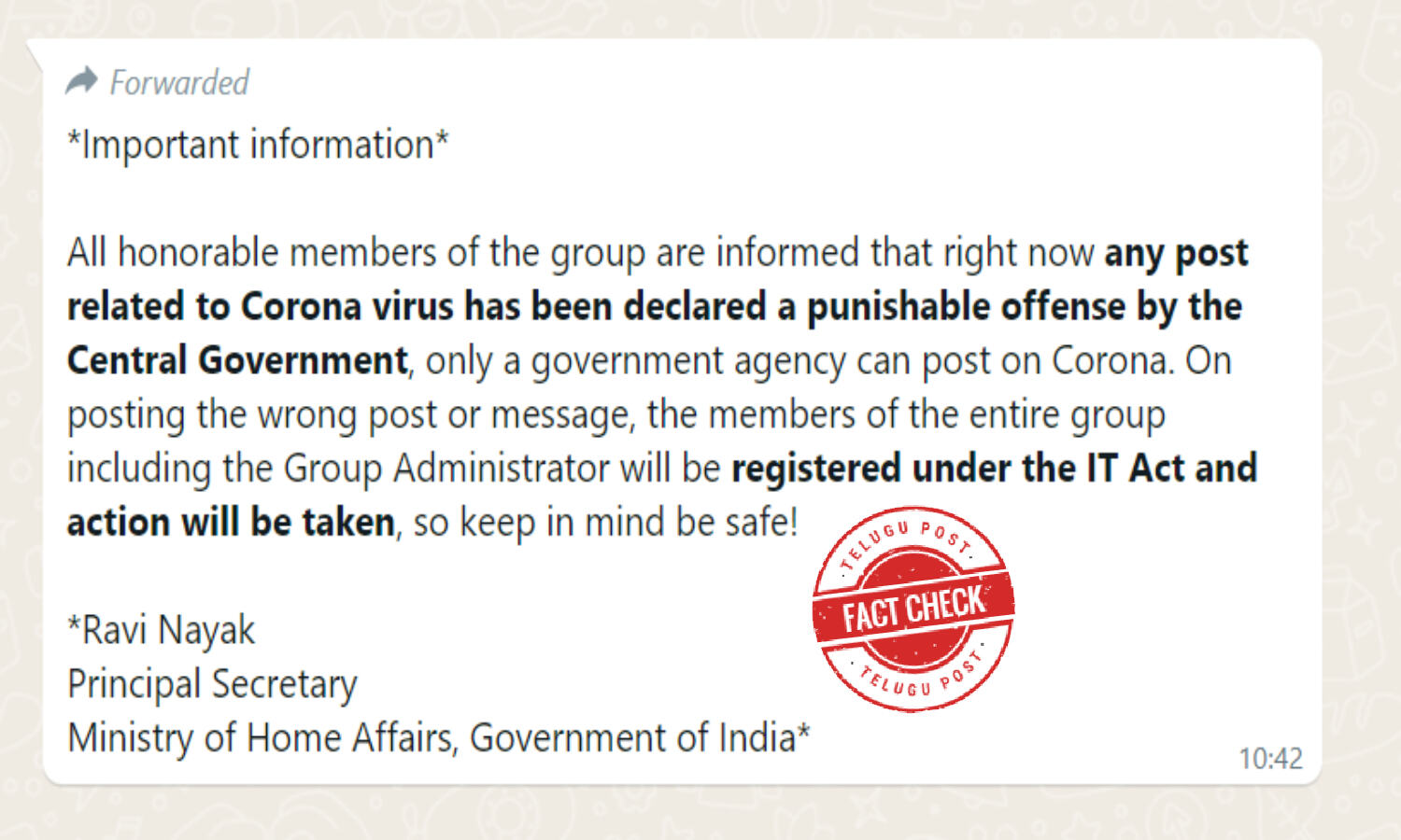 Fact Check: Viral WhatsApp message on false Covid info to be considered ...