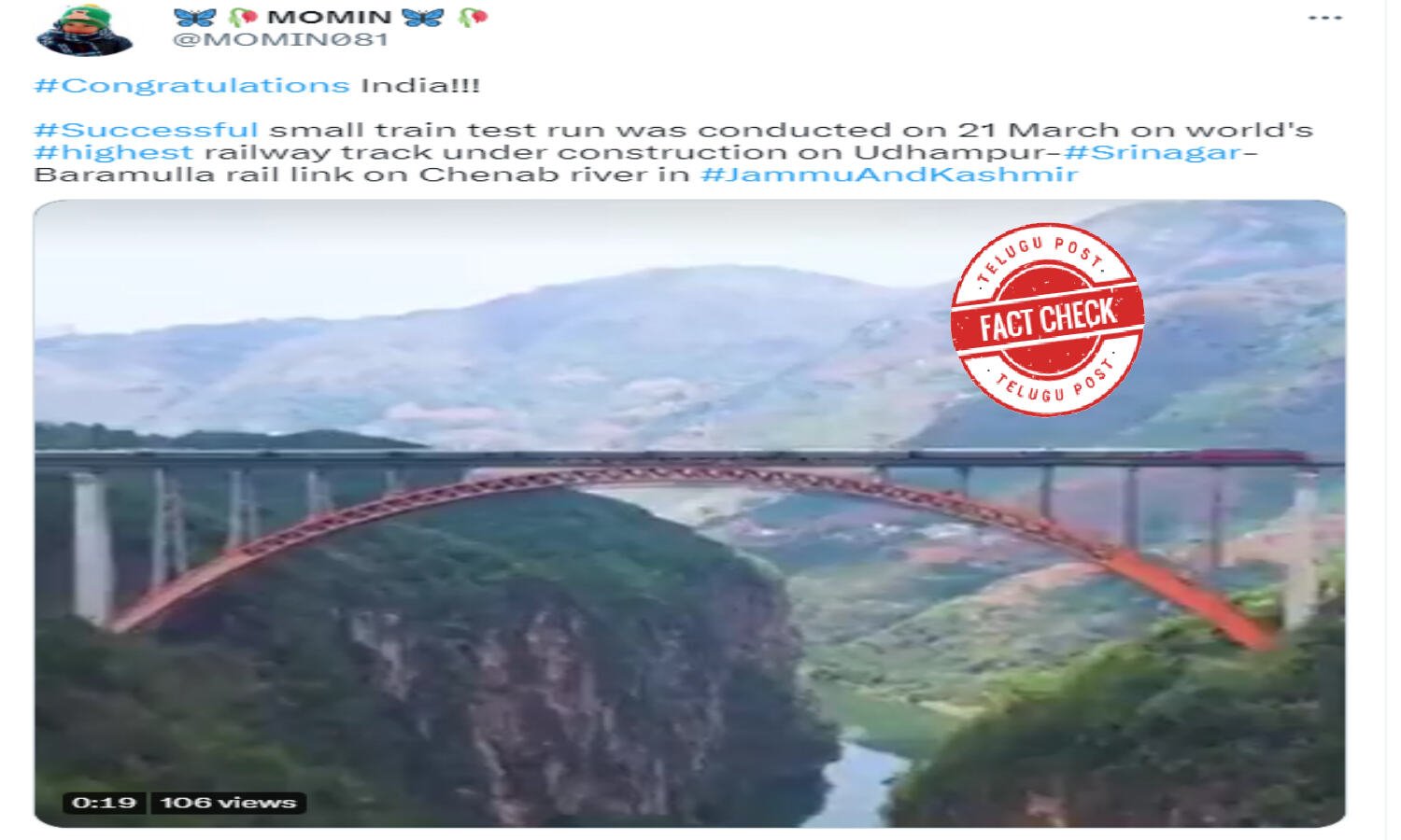 Fact Check: Viral video of high-altitude railway bridge shows visuals ...