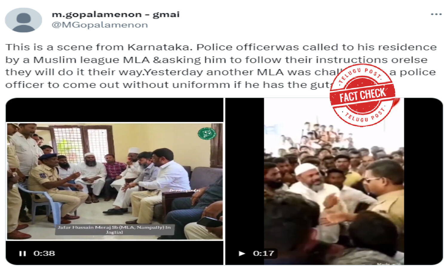 Fact Check: Video claiming Congress MLA threatening a cop is not from ...