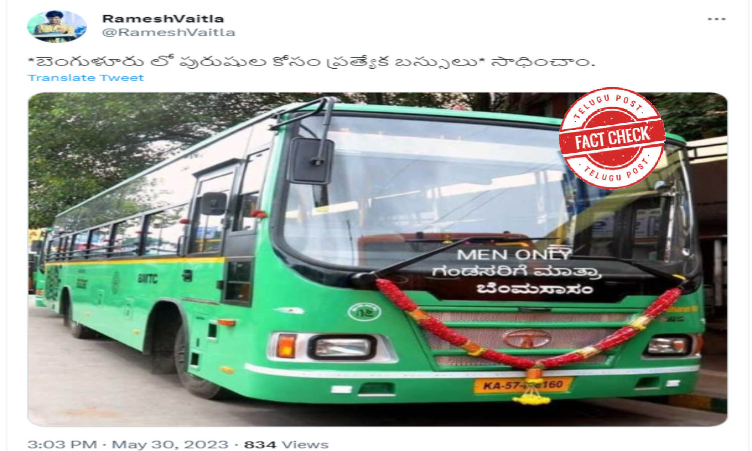 Fact Check: Congress govt. did not introduce ‘Men Only’ bus services in ...
