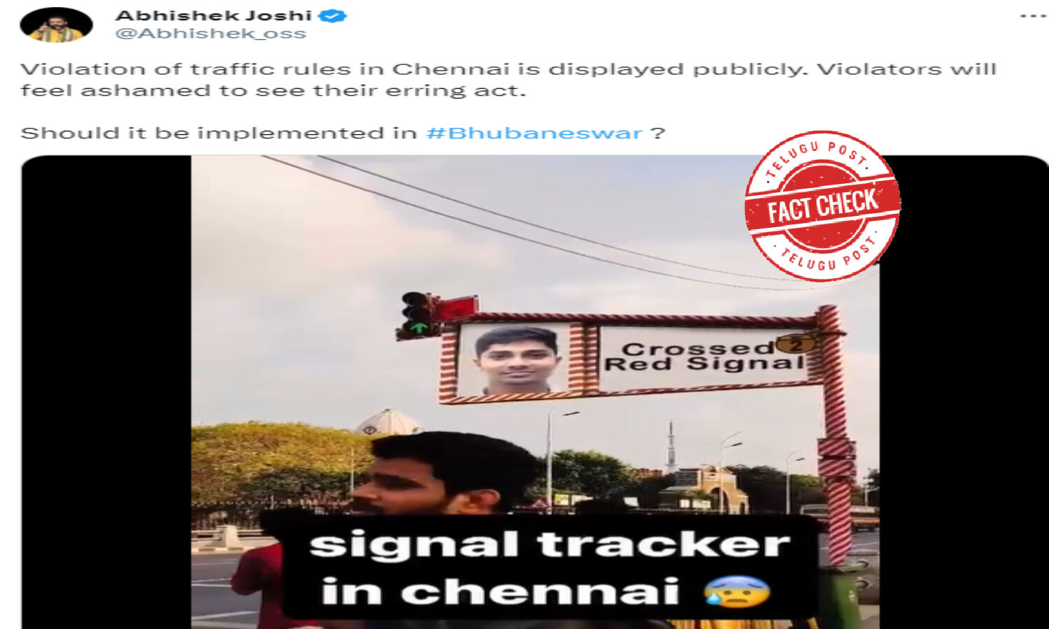 Fact Check: Traffic signals in Chennai do not have screens attached to ...