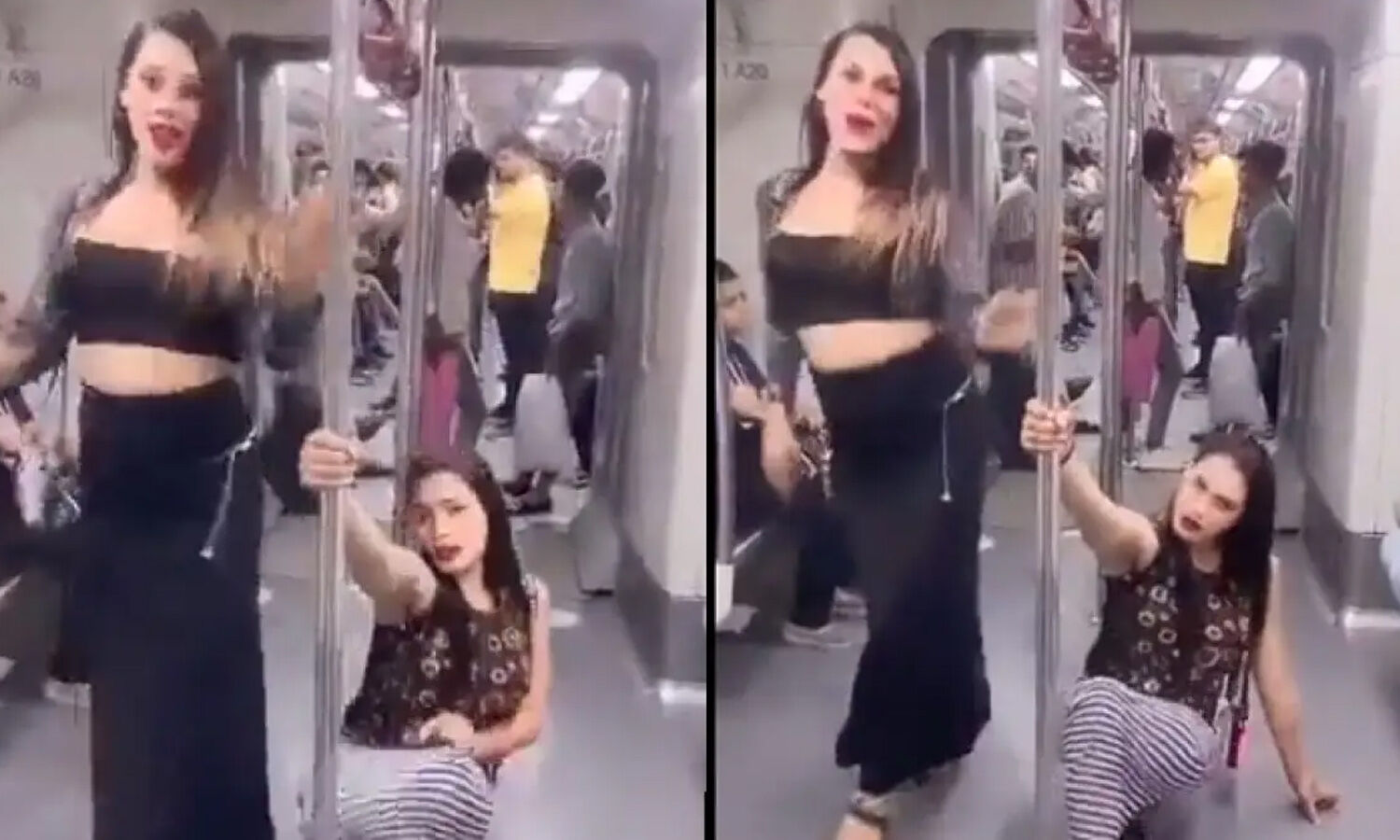 మెట్రోలో యువతుల పోల్ డ్యాన్స్.. వీడియో వైరల్ | Viral video shows women pole dancing in Delhi Metro