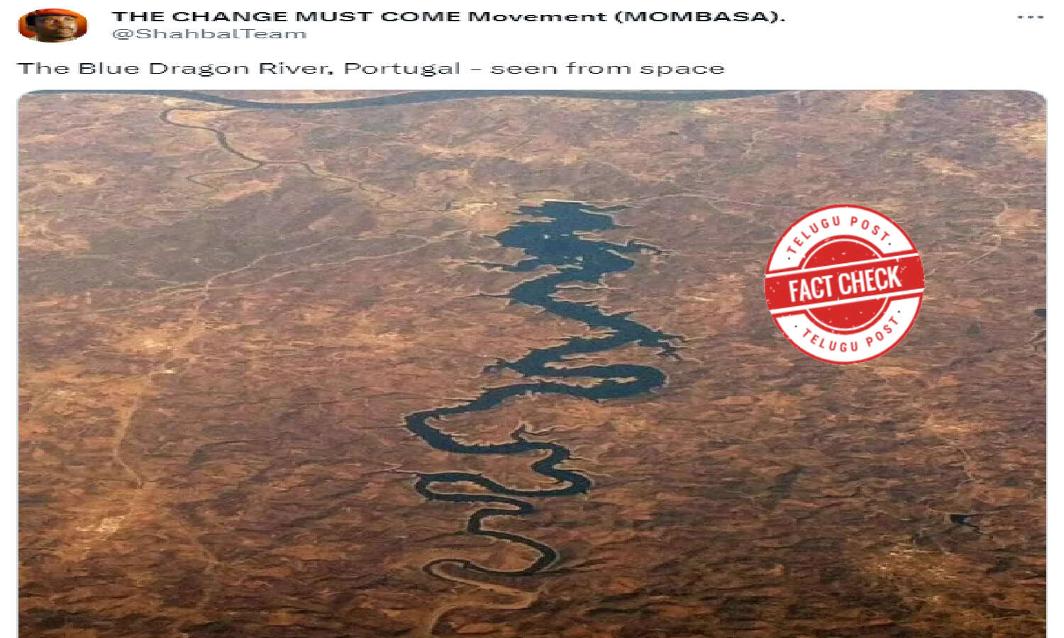 Fact Check: Viral picture of Blue Dragon river (Odeleite) is an aerial image but not shot from ...