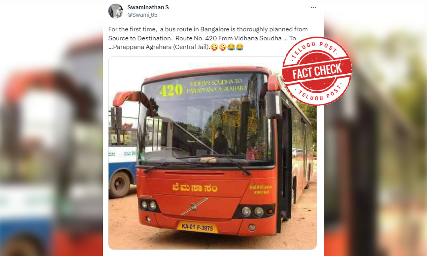 Fact Check: Image claiming new bus route 420 launched in Bengaluru is ...