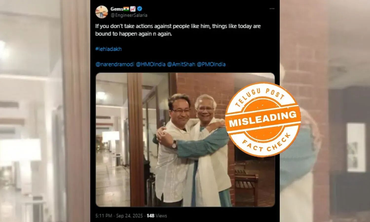 Factcheck: Viral photo of Sonam Wangchuk with Bangladesh Chief Advisor Muhammad Yunus is from ...