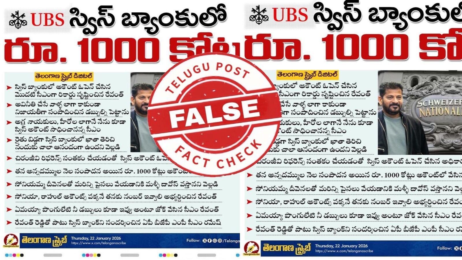 ఫ్యాక్ట్ చెక్: సోనియమ్మ దయ వల్ల రూ. 1000 కోట్లు స్విస్ బ్యాంకులో ...